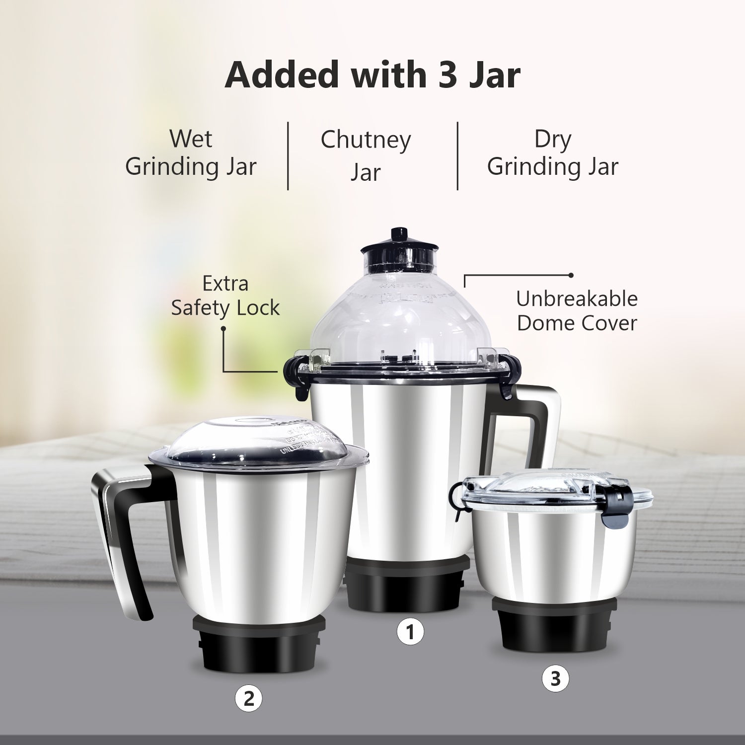 Mixer Grinder 1000 Watts with 3 Jars MG2513 (Red)– Rico India