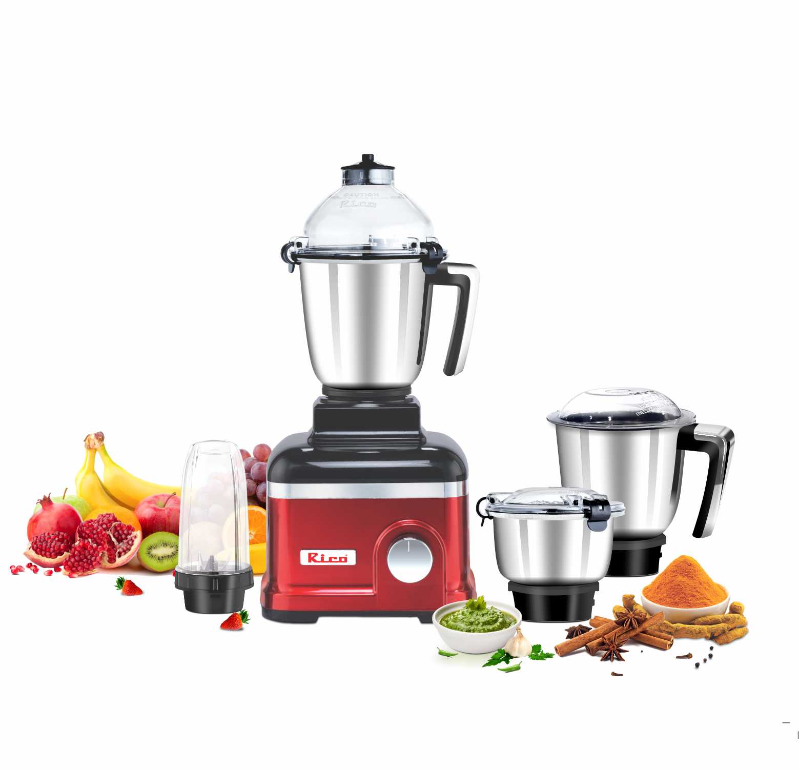 Mixer Grinder 1000 Watts with 4 Jars MG2409 (Red)– Rico India