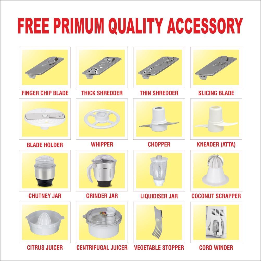 Rico Food Processor with Coconut Scraper, Juicer Jar, Unbreakable Bowl ...