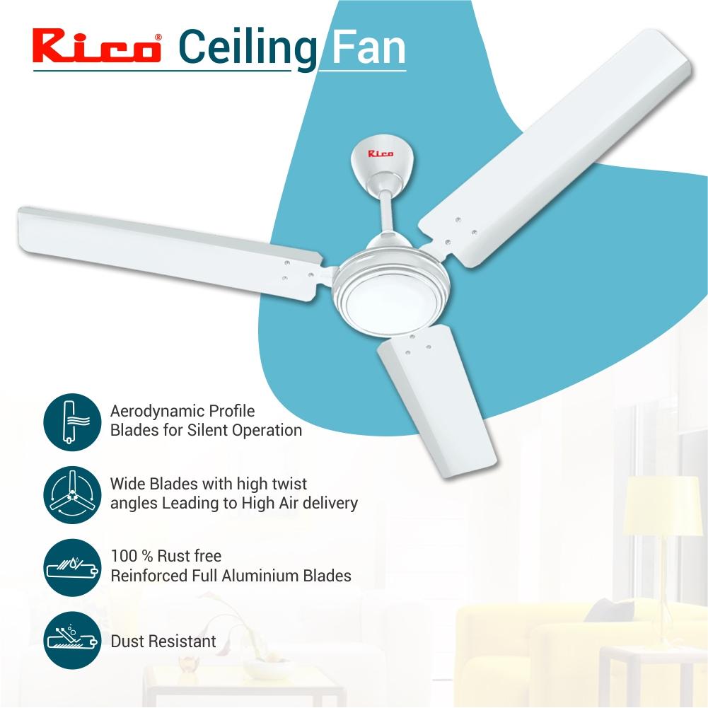 Rico 3 Blade 1400mm Ceiling Fan CF809 (White)– Rico India