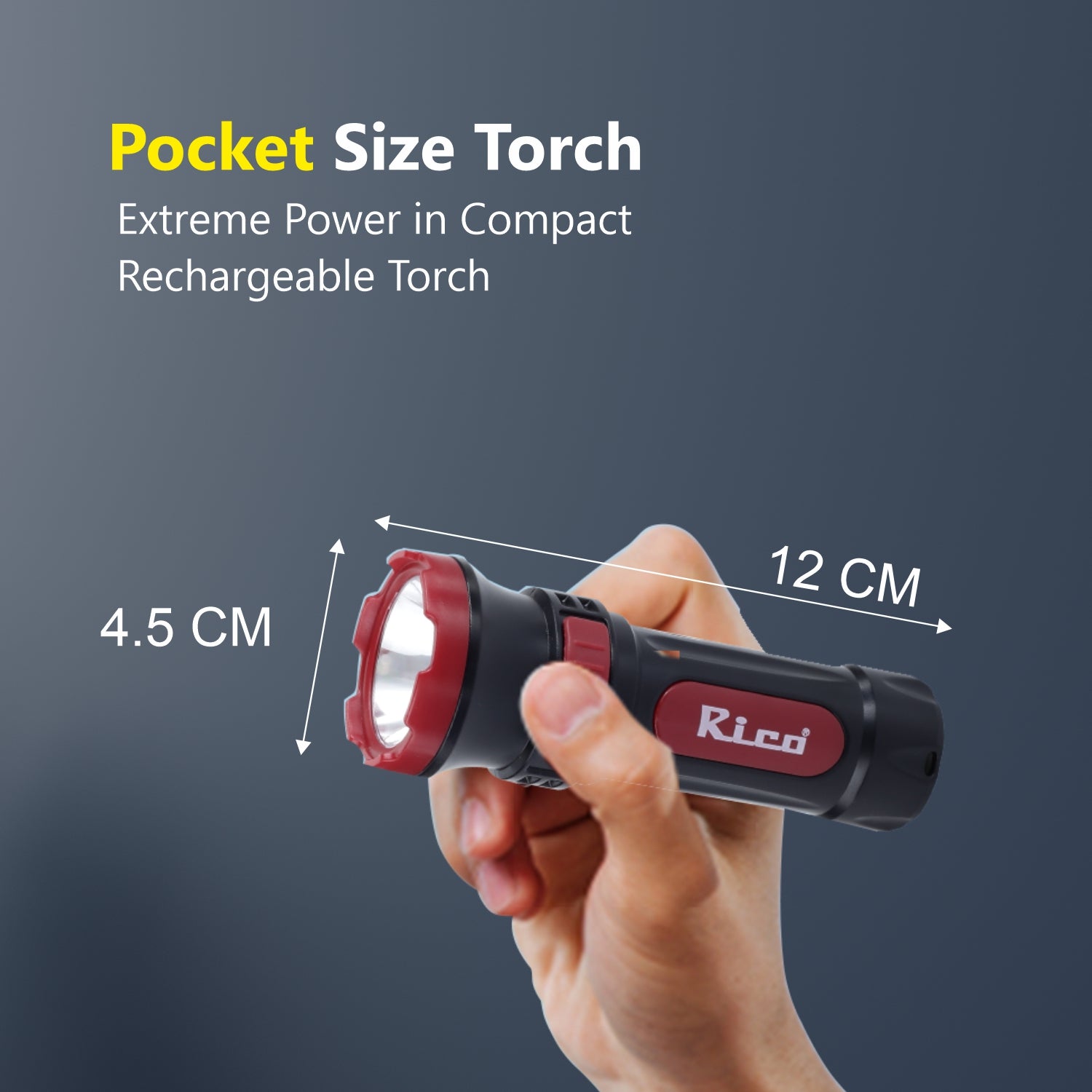 Rico Rechargeable Torch - Model RT1525 (Red/Black)– Rico India