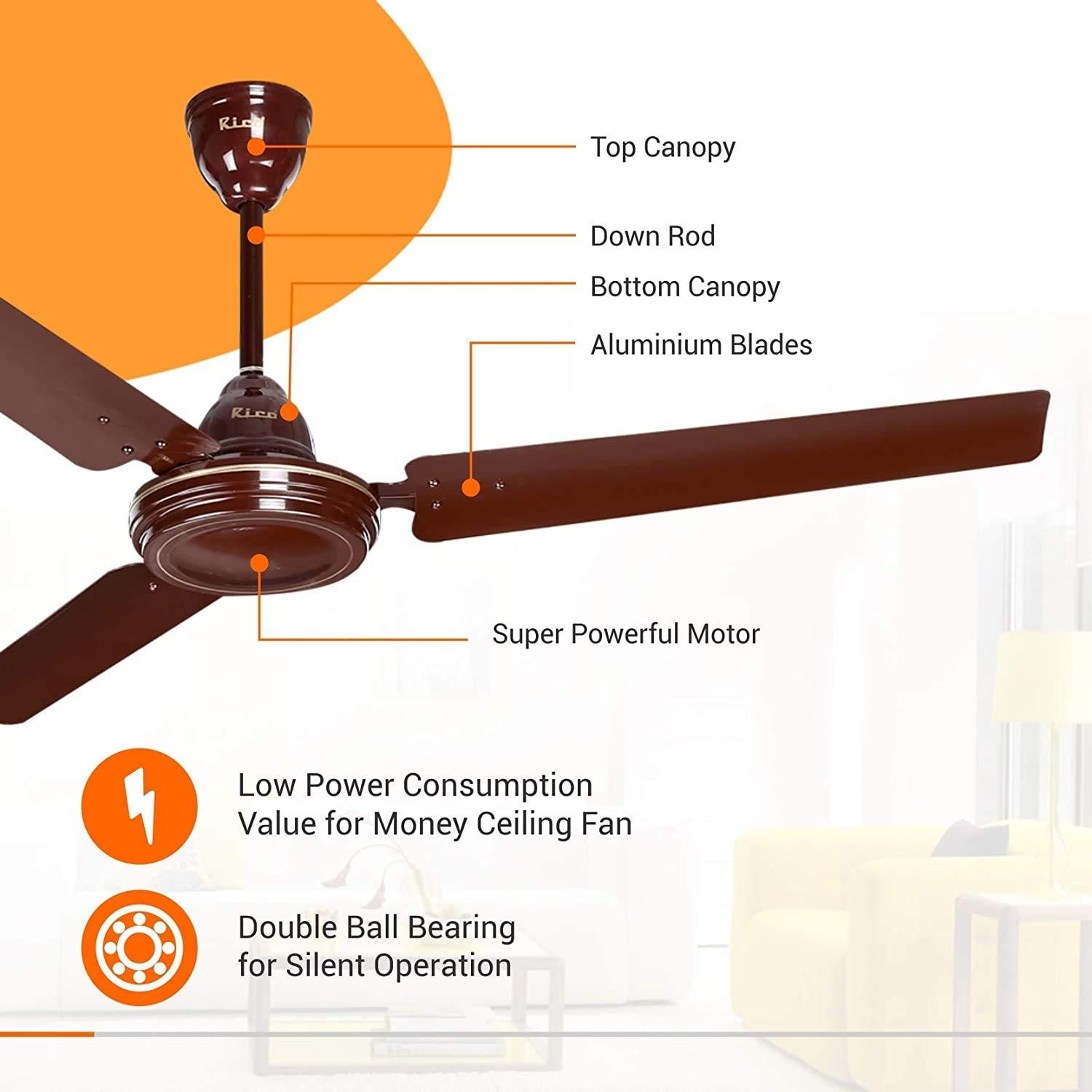 Rico Aluminum 3 Blade 1200mm Ceiling Fan CF807 (Brown)– Rico India