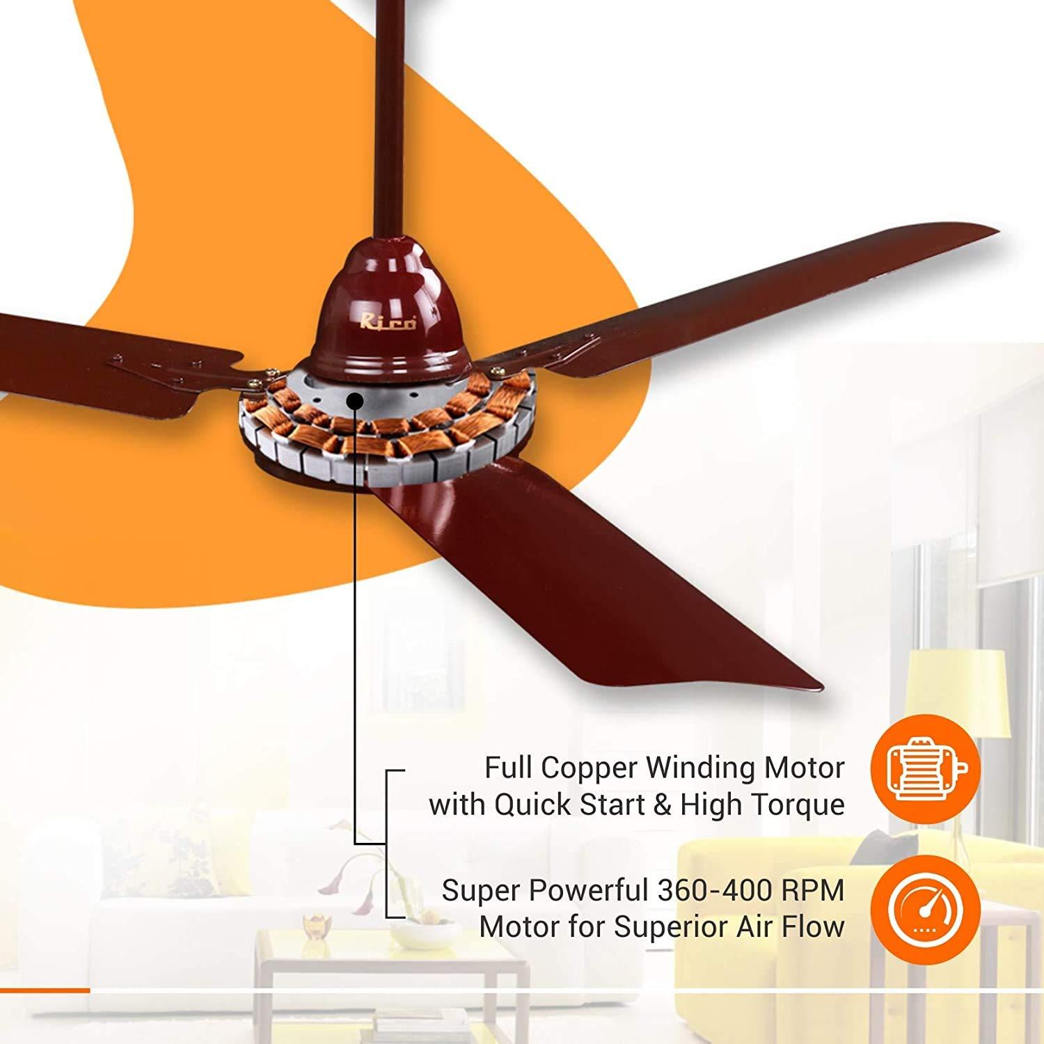 Rico Aluminum 3 Blade 1200mm Ceiling Fan CF807 (Brown)– Rico India