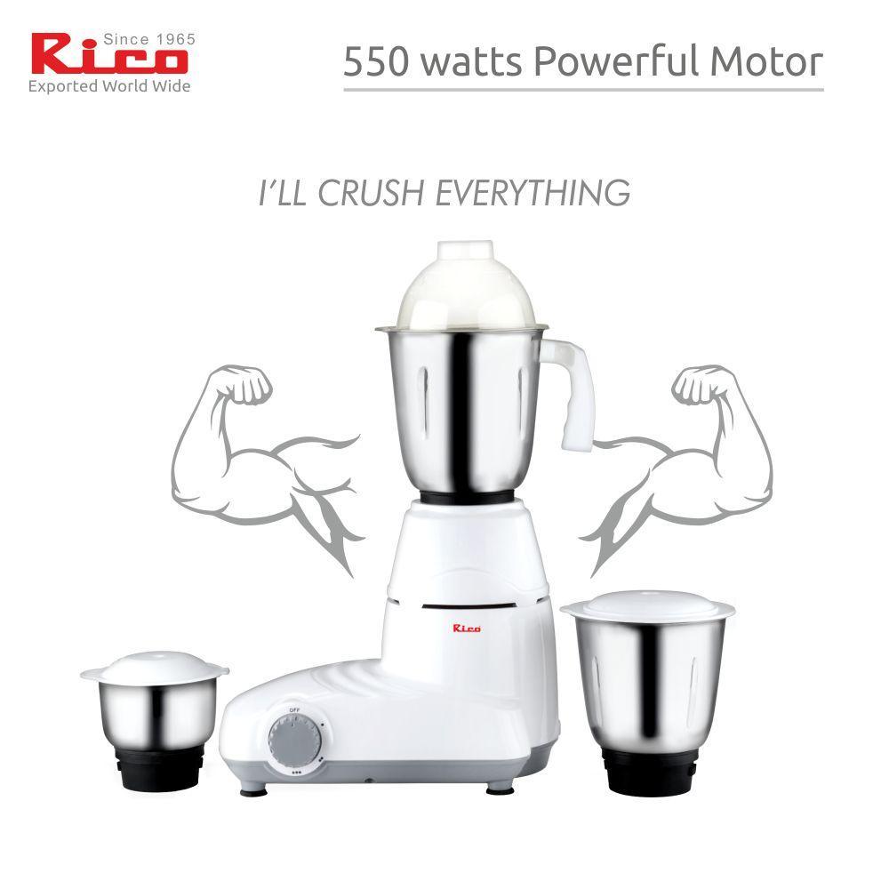 Rico Mixer Grinder 750 Watts with 3 Jars MG1907 (White)– Rico India