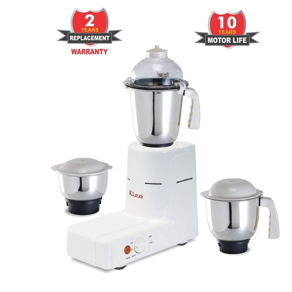 Rico Mixer Grinder 650 Watts with 3 Jars MG828 (White)– Rico India